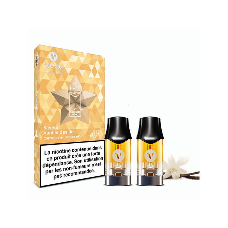 Capsules ePod Vuse Vanille des îles Taux de nicotine 12 mg/ml