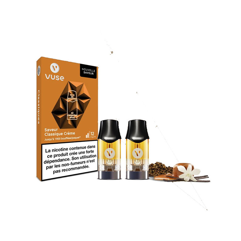 Capsules ePod Vuse saveur Classique Crème Taux de nicotine 12 mg/ml